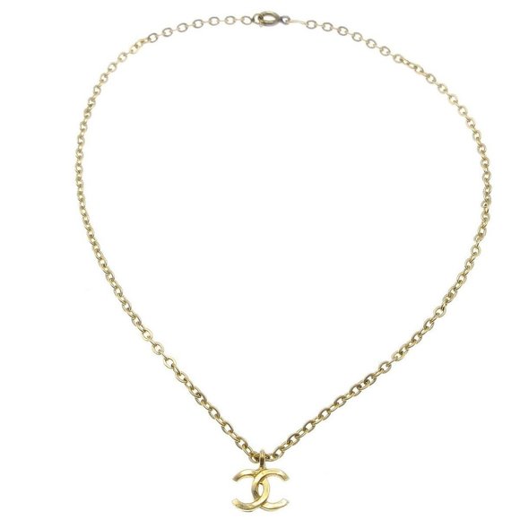 CHANEL | Jewelry | Chanel Mini Cc Chain Pendant Necklace Gold 376 4318 ...